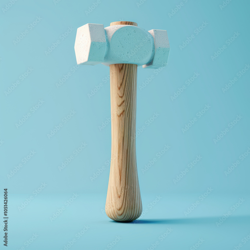 Sleek Hammer on Blue: A modern, minimalist 3D rendering of a hammer ...