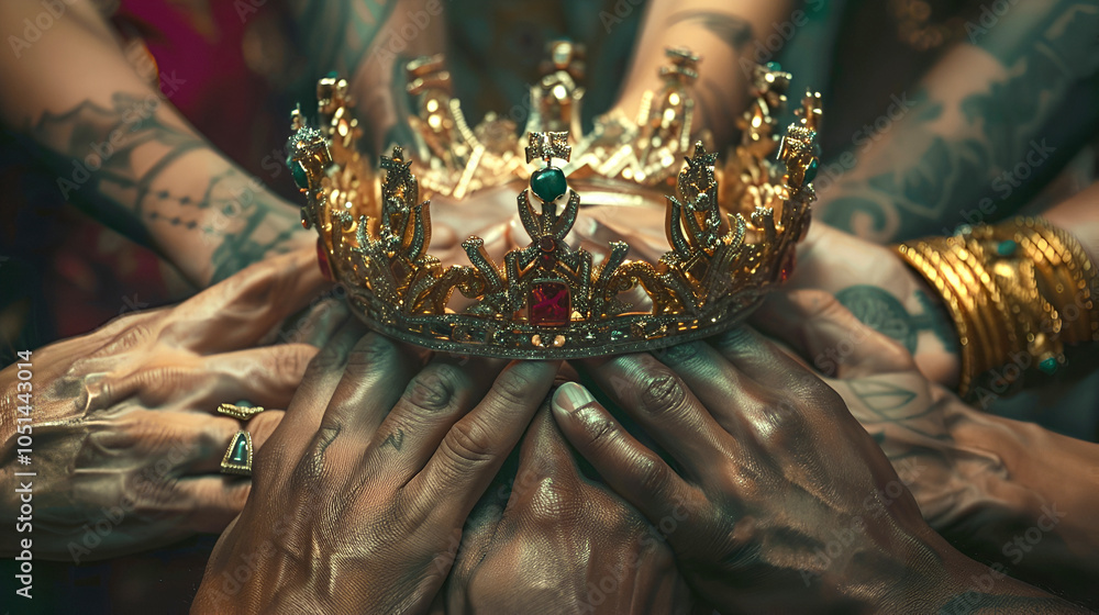 Crown is a beautiful in hold hand symbol of king. Stock Illustration ...