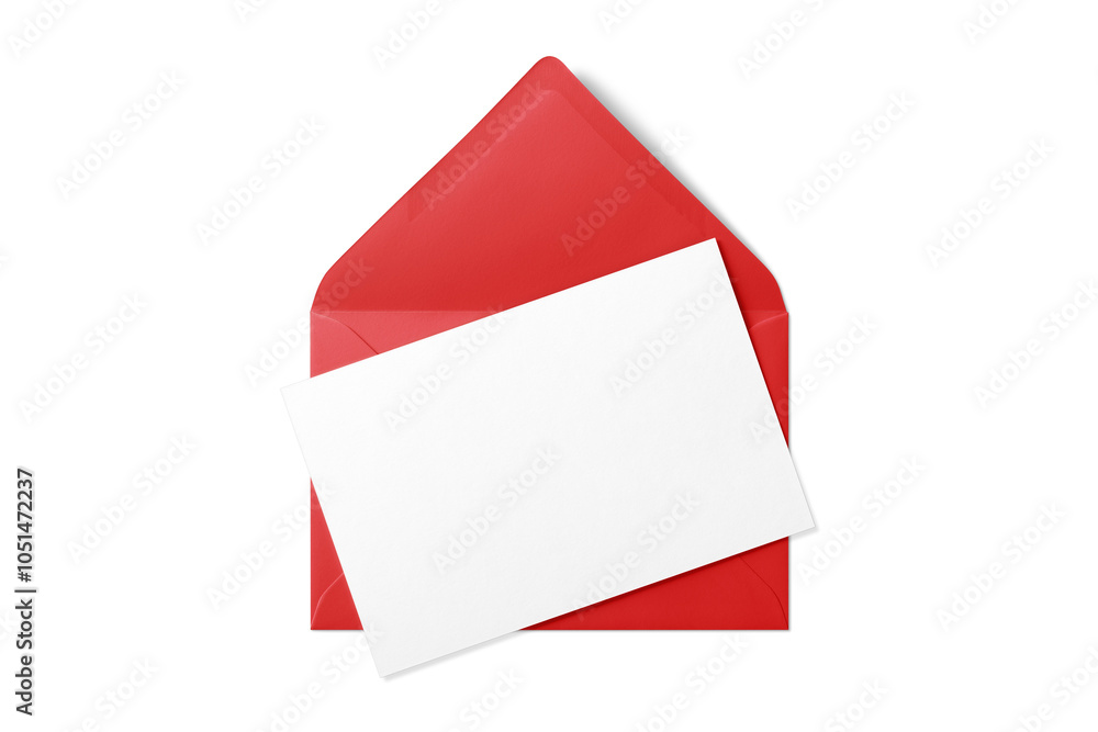 Opened red envelope mockup with blank paper isolated on a transparent ...