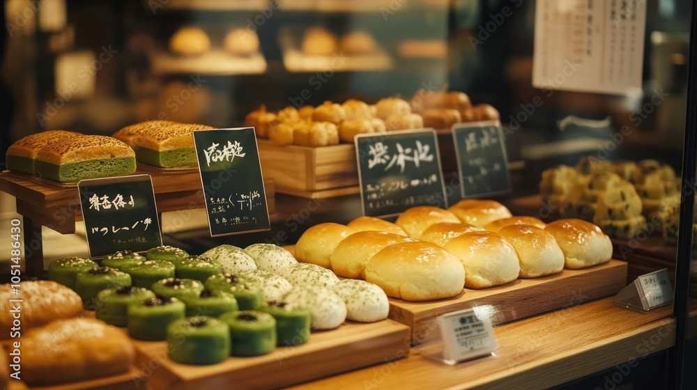 A menu board in a Japanese bakery showcasing traditional favorites like ...