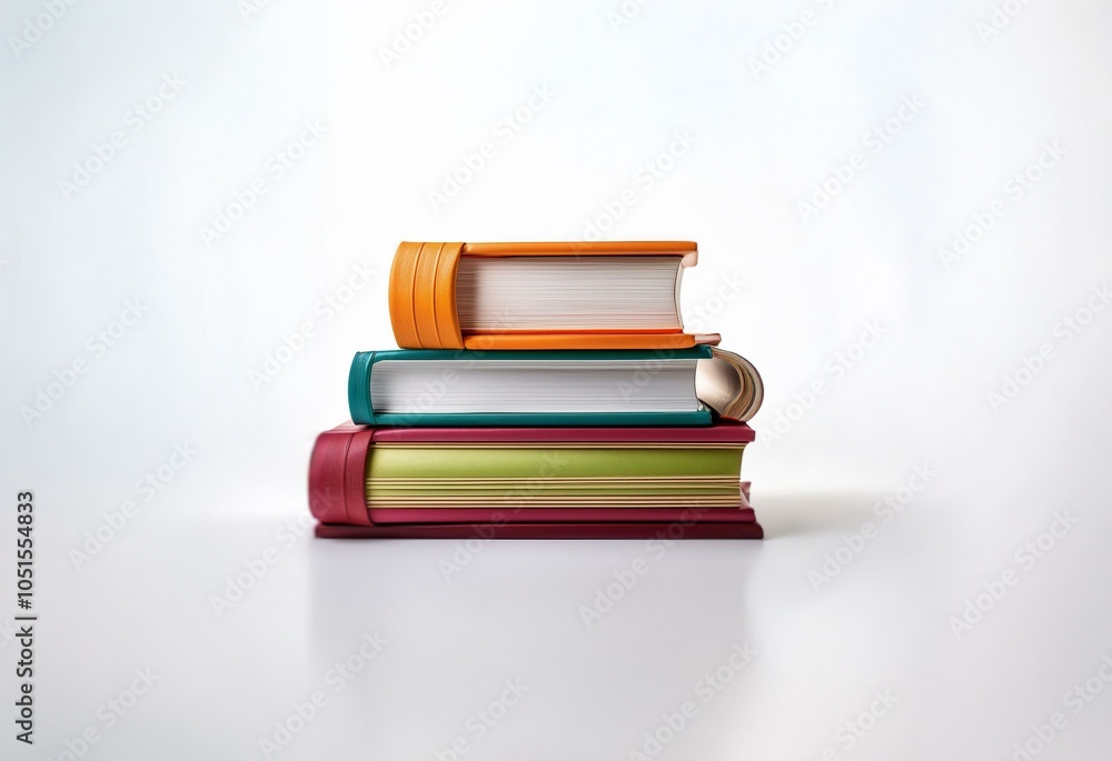 A stack of four books, featuring different colors and textures, is ...