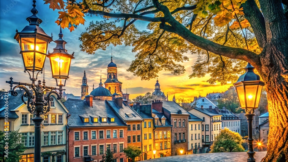 Foto de Urban European landscape with a view of ancient buildings ...