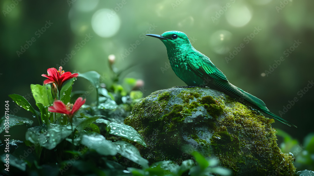 Serenity of the Emerald Swift: A Lizard's Rest in a Dew-Kissed ...