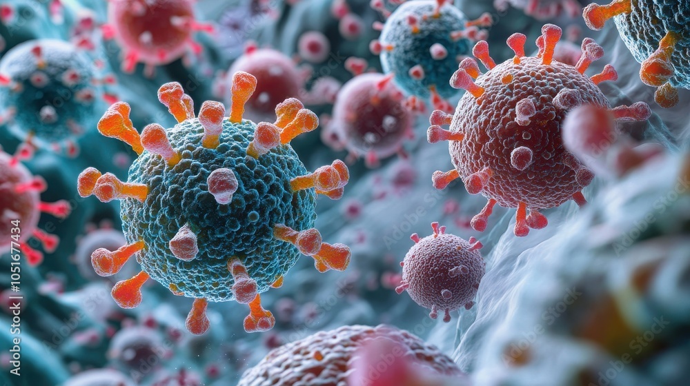 Artistic interpretation of Hepatitis B virions under a microscope ...
