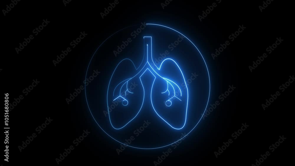 The appearance of the neon glowing symbol lungs. neon human Lung and ...