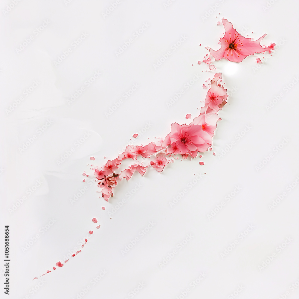 Creative Japan Map Formed with Cherry Blossoms - Symbol of Nature and ...