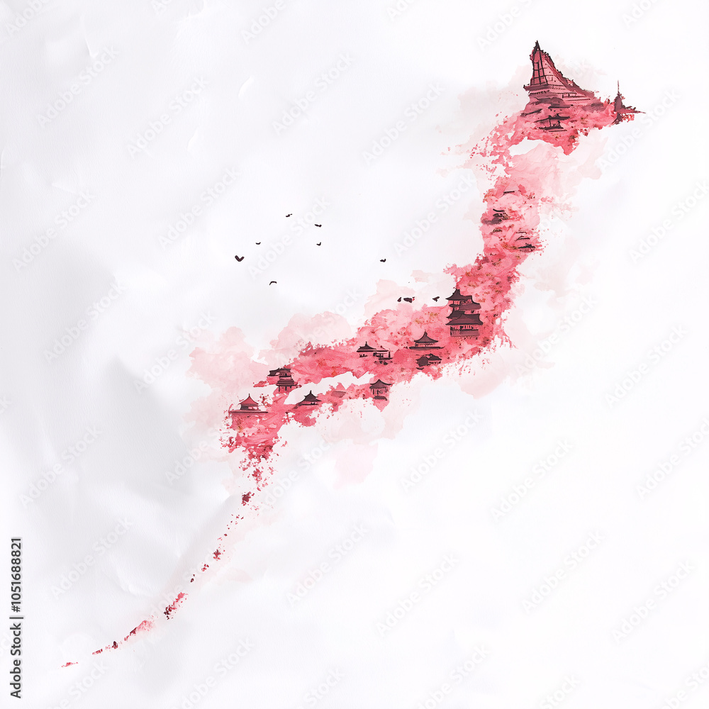 Creative Japan Map Formed with Cherry Blossoms - Symbol of Nature and ...