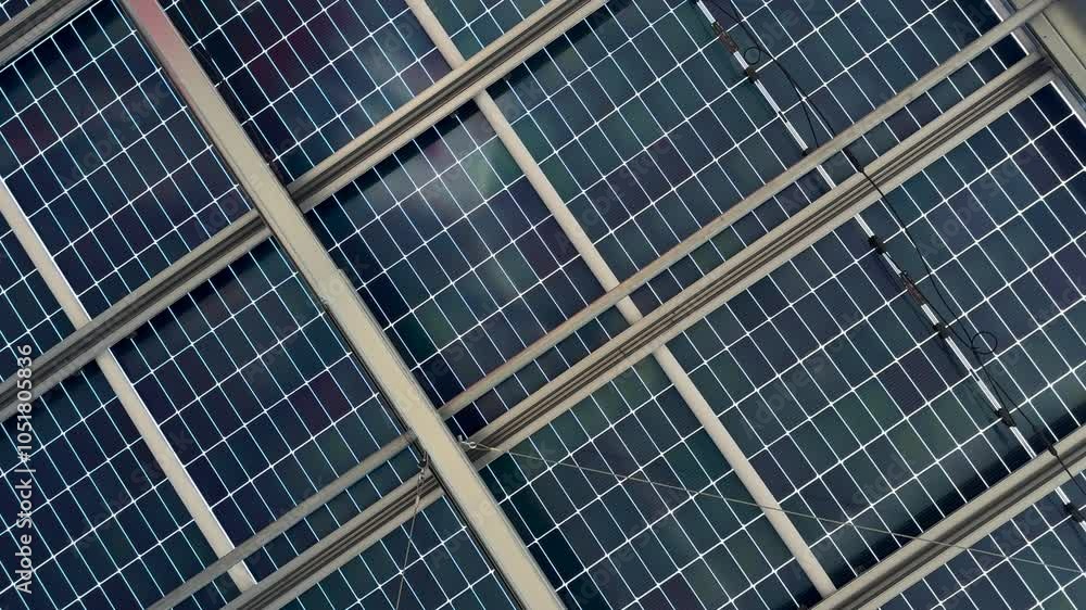 Detailed view of a solar panel installation, showcasing the structure ...