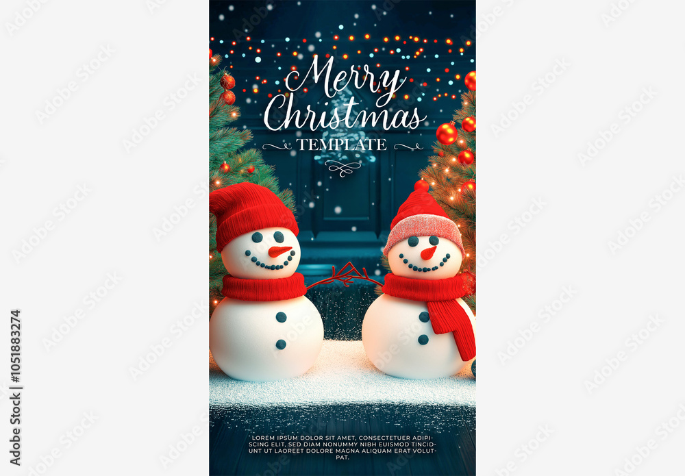 Holiday & Winter Templates: Snowmen, Christmas Tree & Blue Door in a ...