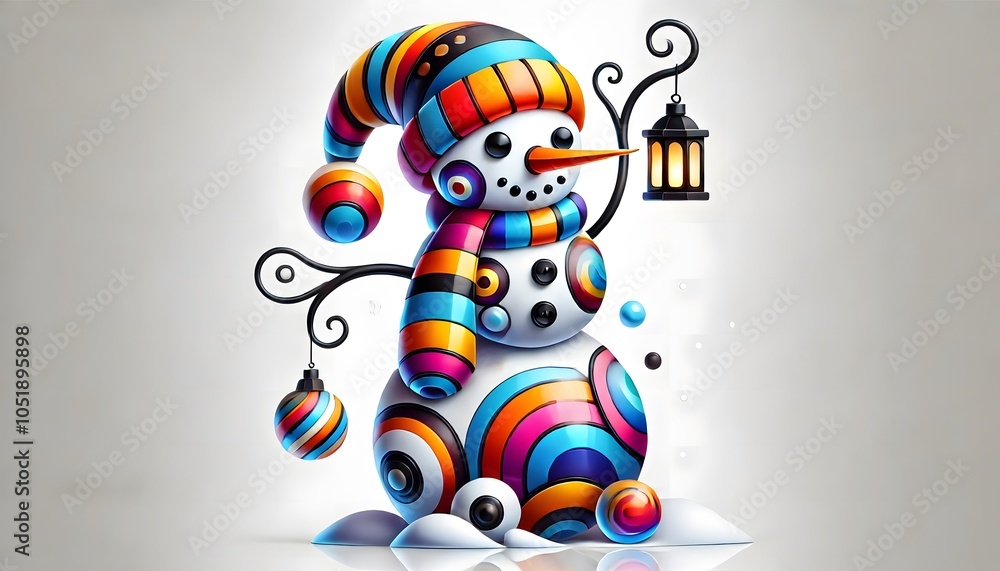 Three snowballs are stacked on top of each other to create a vibrant ...