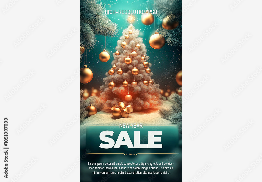 Modelo de Holiday & Winter Templates: Stunning Christmas Tree with Gold ...