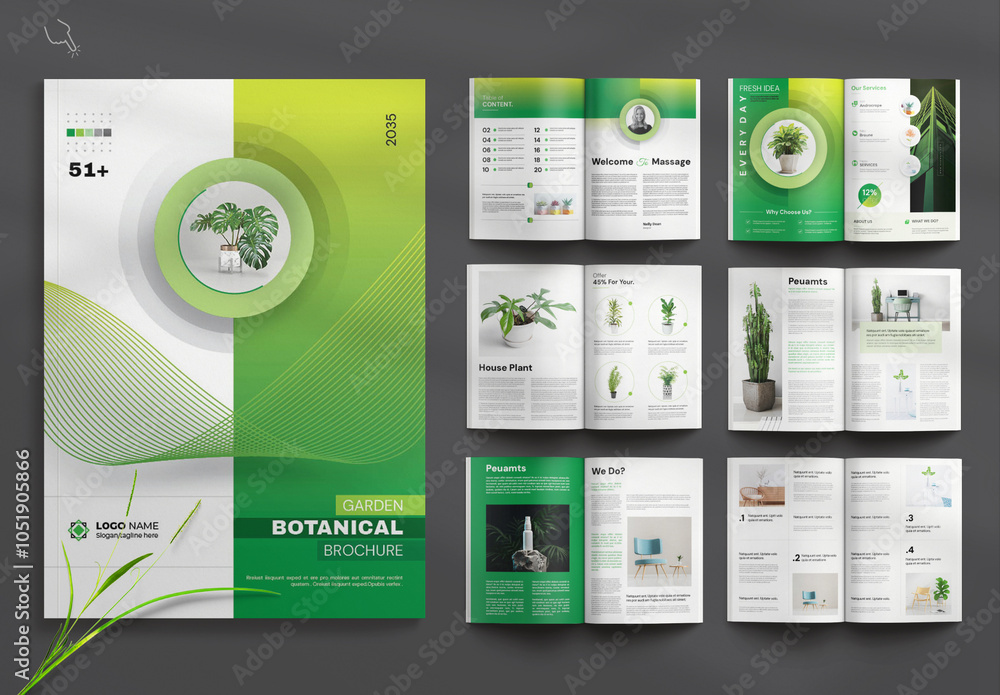 Garden Botanical Layout with Green Accents Stock Template | Adobe Stock