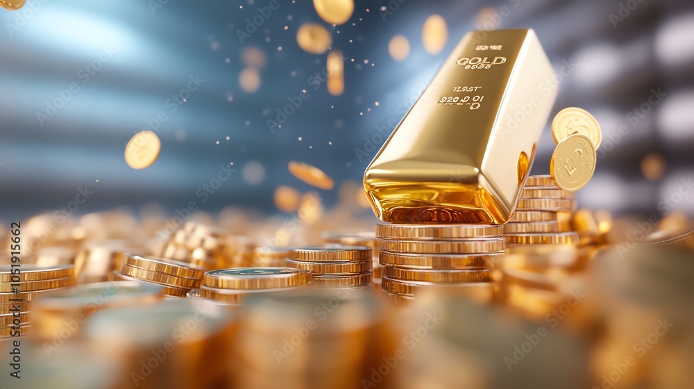 Open vault with gold bars, coins, and diversified asset symbols inside ...