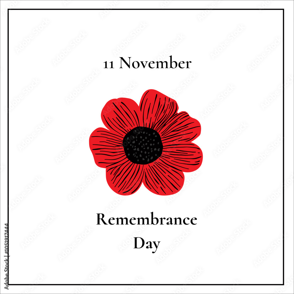 Vector illustration of a re poppy flower. Remembrance day symbol ...