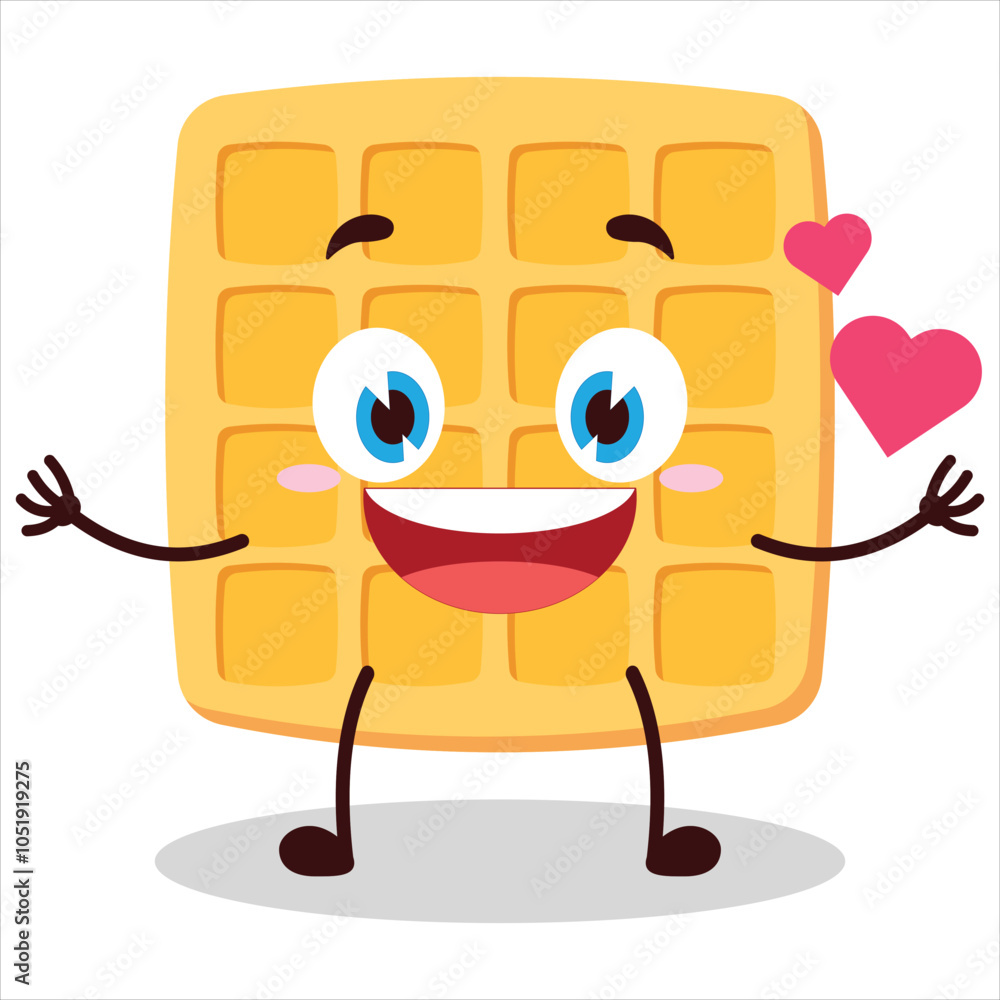 cute fall in love expression of waffle character Stock Vector | Adobe Stock