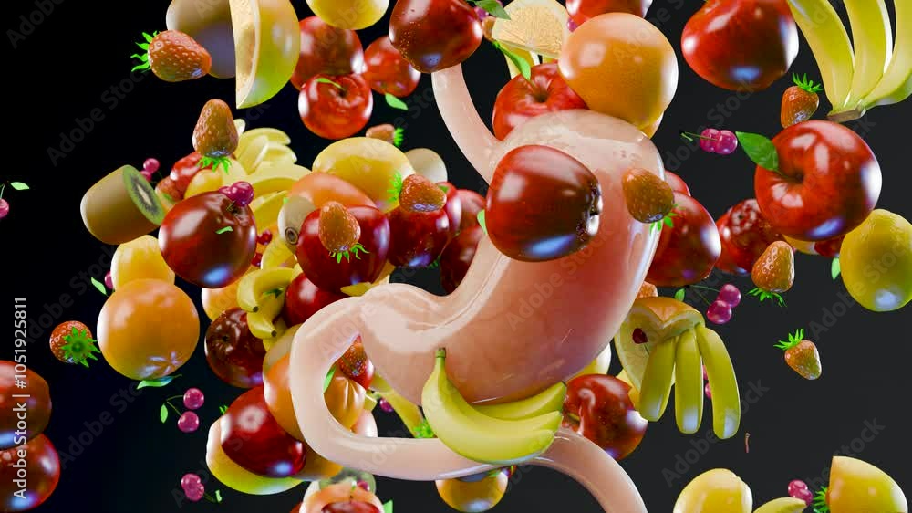 Stomach with fruits, Losing weight and nutrition, Healthy food for ...