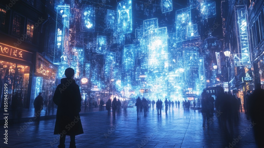 Realistic visualization of the metaverse, featuring detailed virtual ...