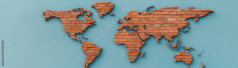 world map created from brick walls, symbolizing division and barriers ...