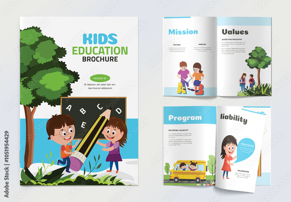 Kindergarten Education Brochure Template Stock Template | Adobe Stock