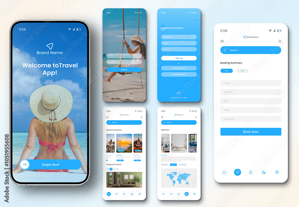 Travel Mobile UI Stock Template | Adobe Stock