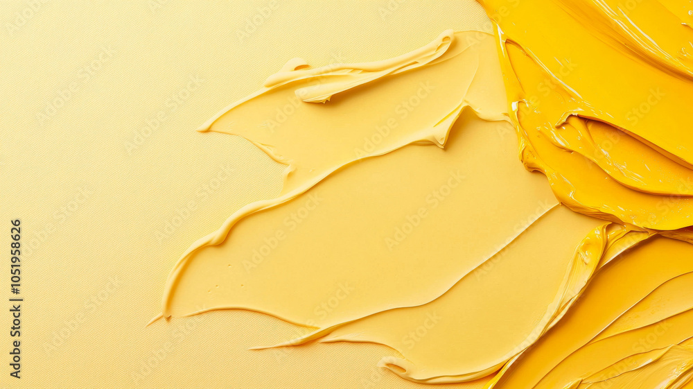 vibrant display of yellow paint swirls across smooth surface ...