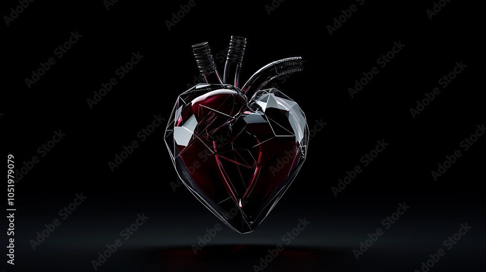 A stunning image of a red digital human heart, rendered in 4K. Future ...