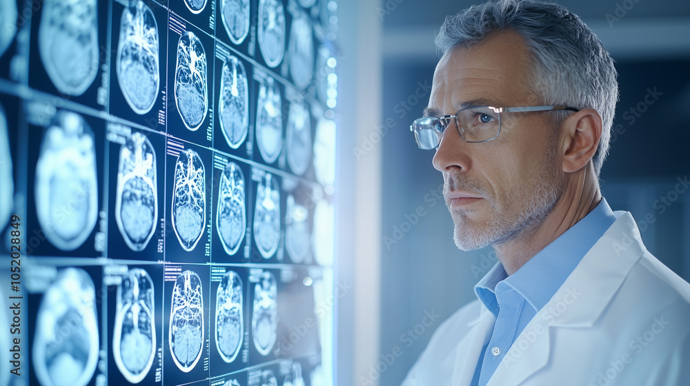 Experienced Doctor Analyzing Chest X Ray in Clinical Setting Stock ...