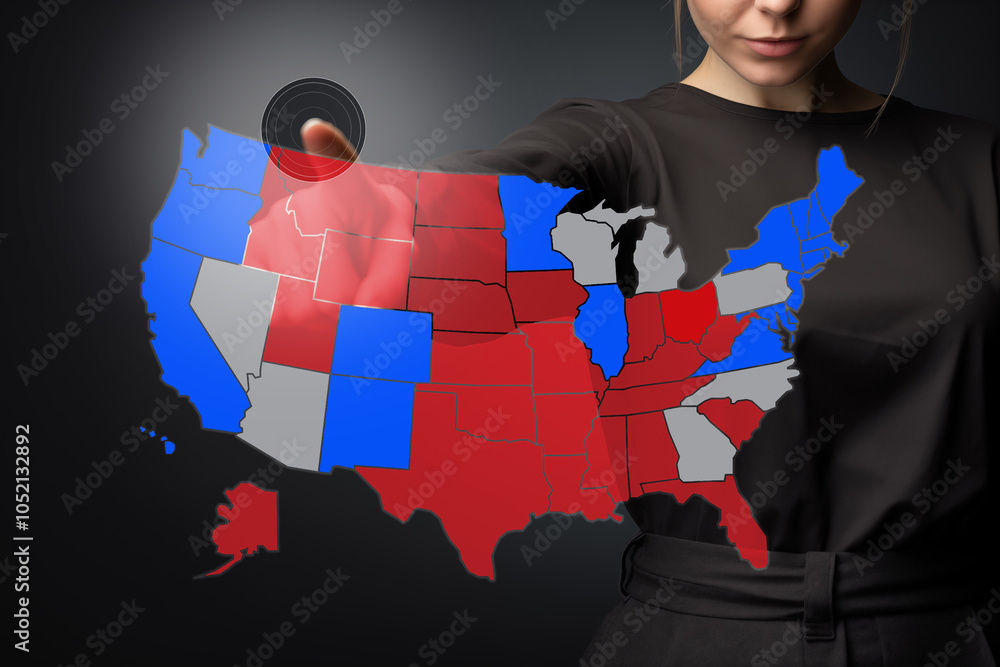 USA election map shows red states, blue states, voting results, and ...
