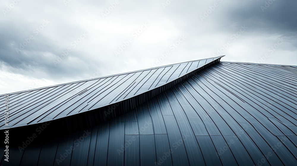Steel roofing sheets covering a modern home's roof, with focus on the ...