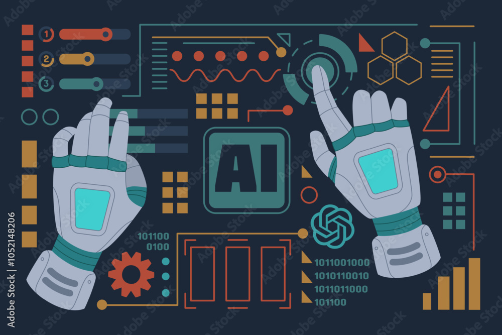 Robot hand background. AI technology. Bot intelligence automation ...