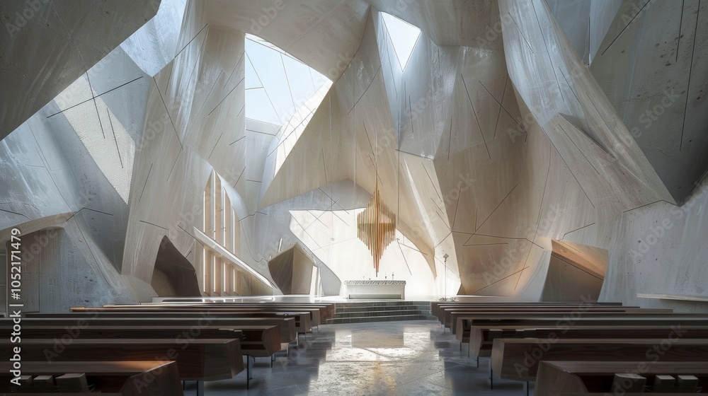 Deconstructivist Church Interior, a unique space with unconventional ...