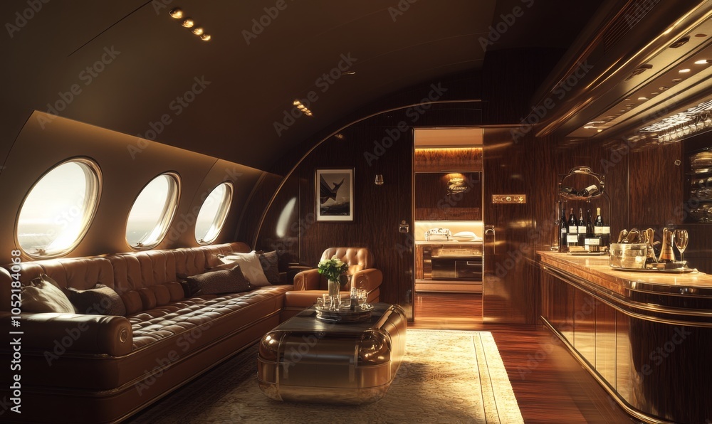 3D model of a luxury private jet interior, complete with leather ...