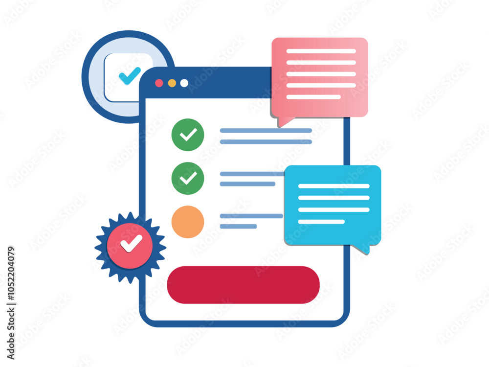 Digital illustration of a form interface with checkmarks, checklist ...
