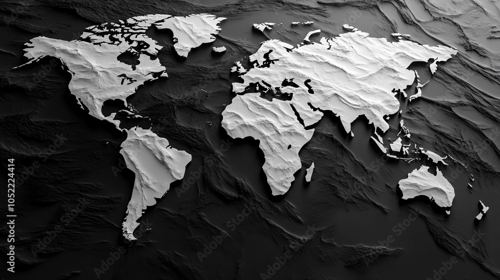 ,Grey World Map. Global Earth Globe with Detailed Representation of ...
