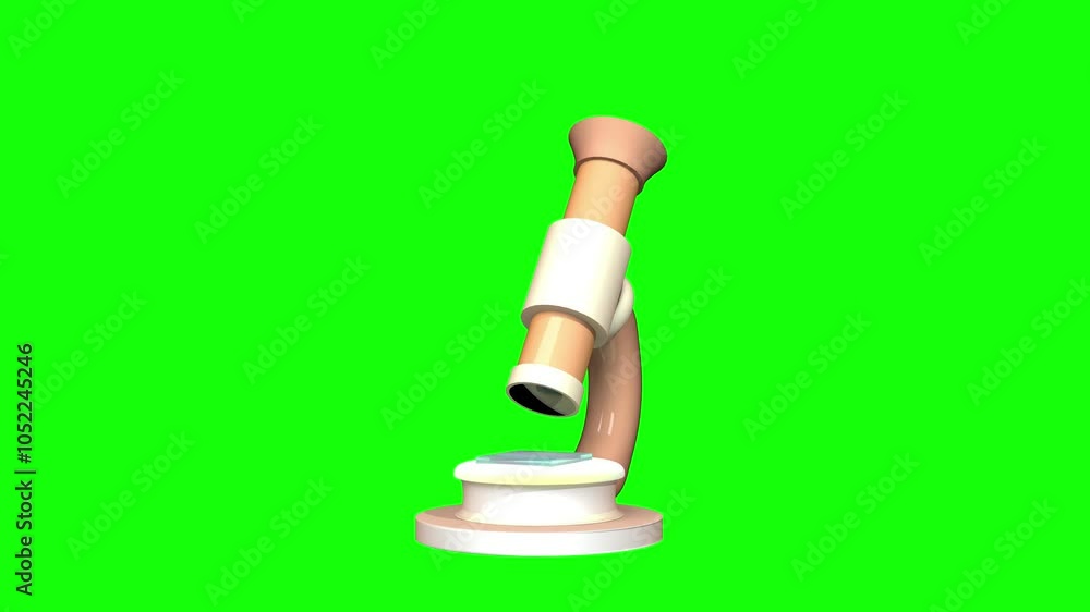 3D Microscope animation on green screen. Microscope 3d rotation ...