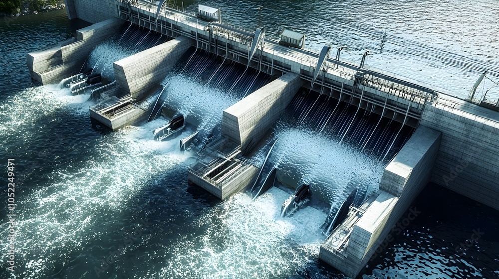 Hydropower Dam with Fish Ladders Balancing Renewable Energy and ...