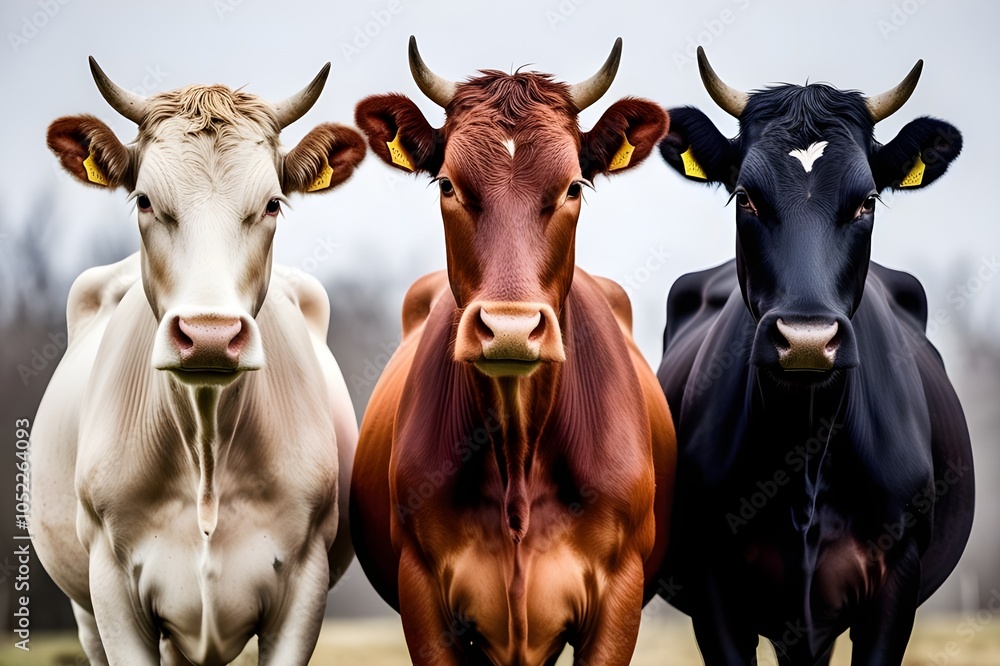 Three cows each with distinct coat colors stan cow international day ...