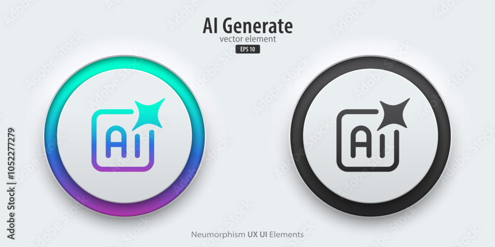 Poster Set of generative AI buttons – Wall Art | UkPosters