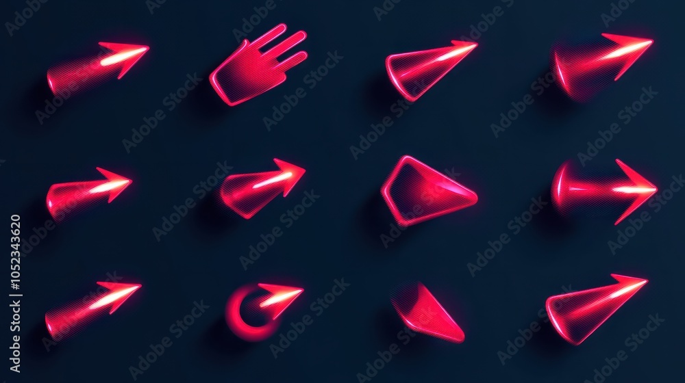 Computer mouse click cursor arrow icons set. Clicking cursor. Hand ...