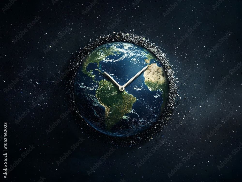 Earth Depicted as a Clock with Continents Representing Passage of Time ...
