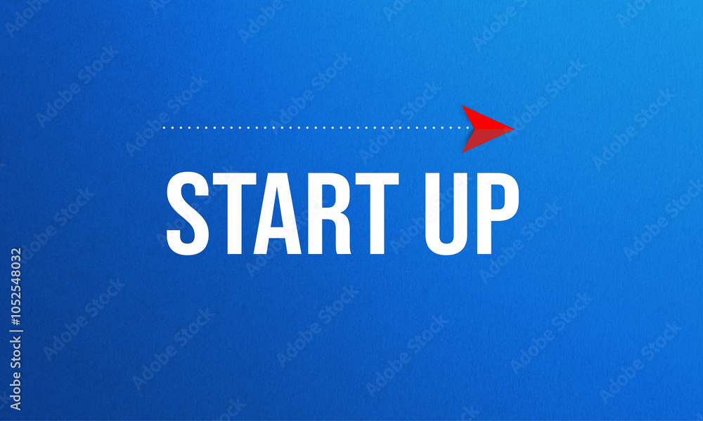 Motivational image depicting the word 'Start Up' with a red paper plane ...