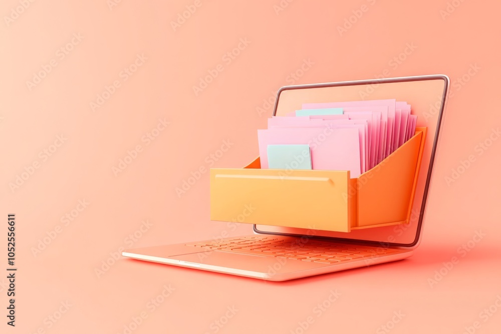 advanced document management , laptop with a drawer filled with ...