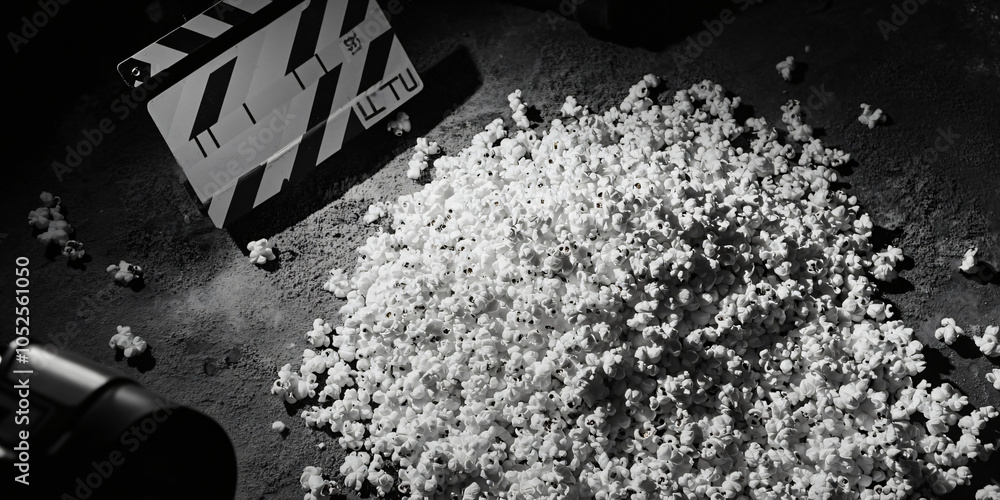 Top view of pile of popcorn snack food for spectator to eat during the ...