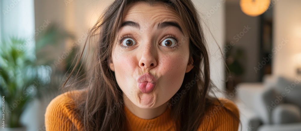 Young Brunette Woman Moving To A New Home Doing Video Call Puffing ...