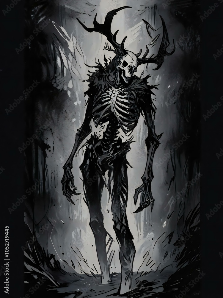 Dark Fantasy Wendigo Anime Design – Perfect for Posters and Apparel ...