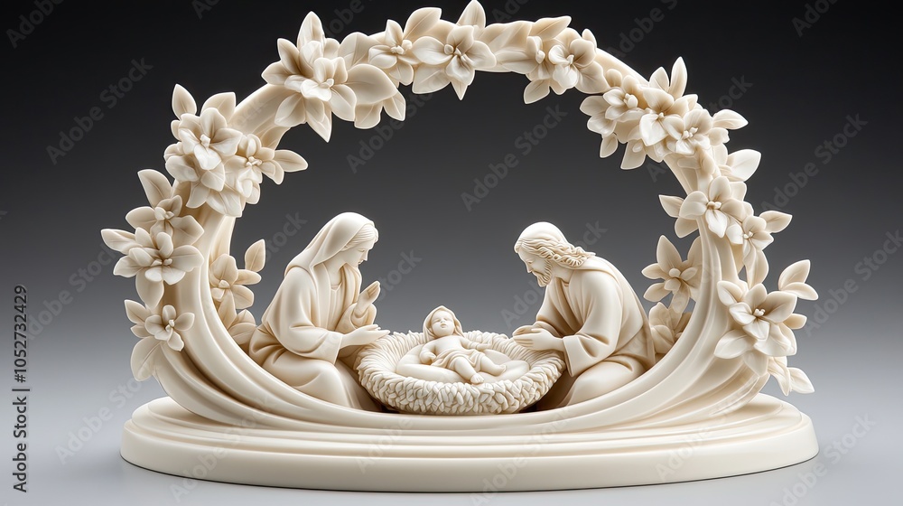 This elegant ivory carving depicts the Nativity with lovingly detailed ...