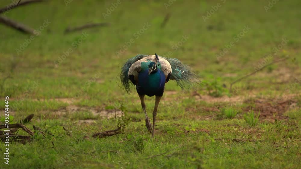 Indian Peafowl (Peacock) Pavo cristatus big asian bird with beautiful ...