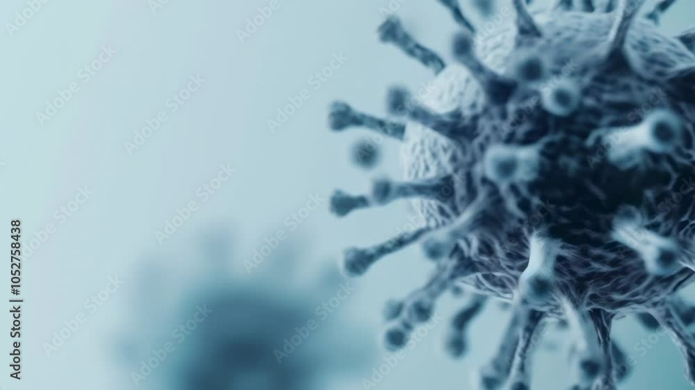 Microscopic view of a monkeypox virus cell floating in a light blue ...