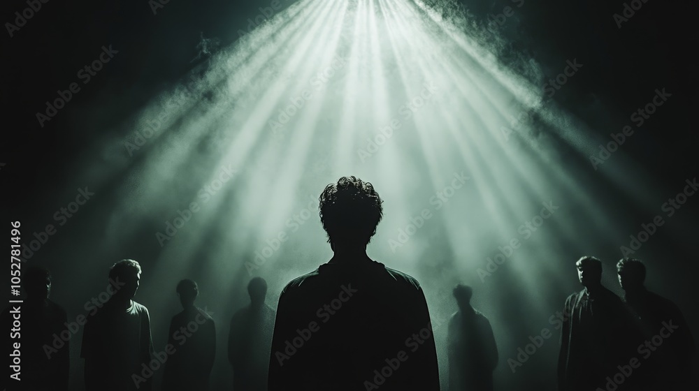 A solo performer takes center stage, glowing under a spotlight as the ...