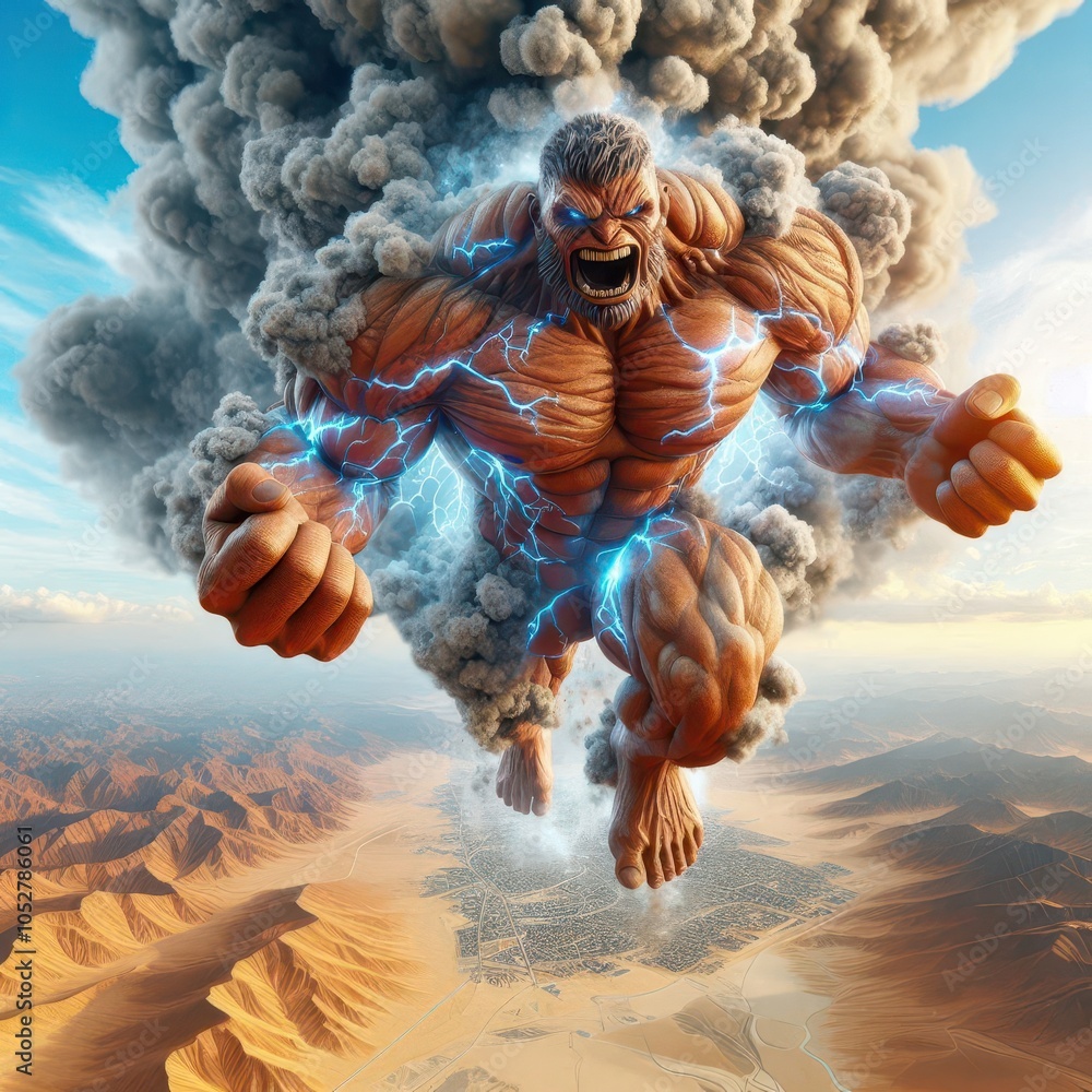 Ai generated illustration of a human flying monster in the form of a ...